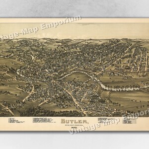 1896 Butler, Pennsylvania Map - Panoramic Old City Map - Historic Birds ...