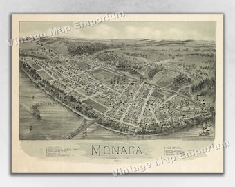 Monaca Pennsylvania 1900 Birds Eye View Reprint - Etsy