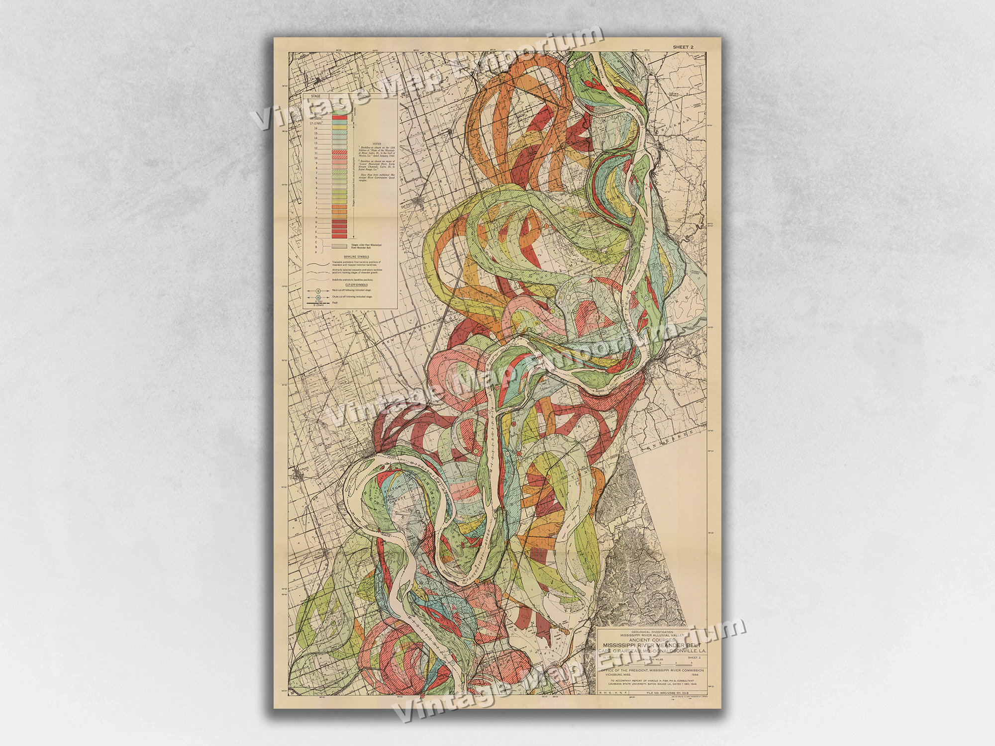 Sheet 2 - Fisk Mississippi River Meander Belt Map - Ancient Courses of ...