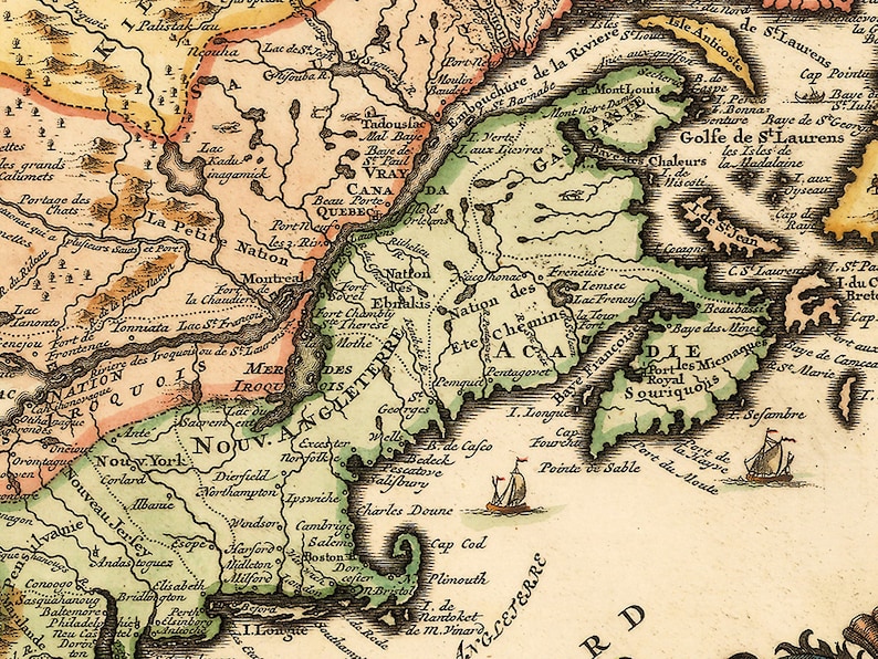 1718 map of New France Carte De La Nouvelle France - Etsy