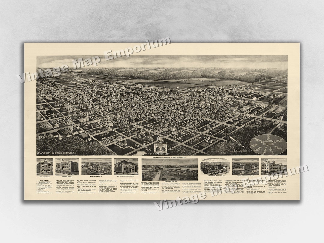 1924 Egg Harbor, New Jersey Map - Panoramic Old City Map - Historic ...
