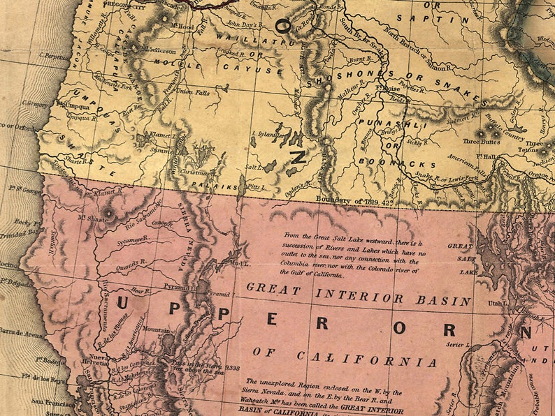 1846 Historic Map of Texas Oregon & California Western US - Map Art ...
