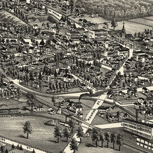 1888 Bellevue, Ohio Map - Panoramic Old City Map - Historic Birds Eye ...