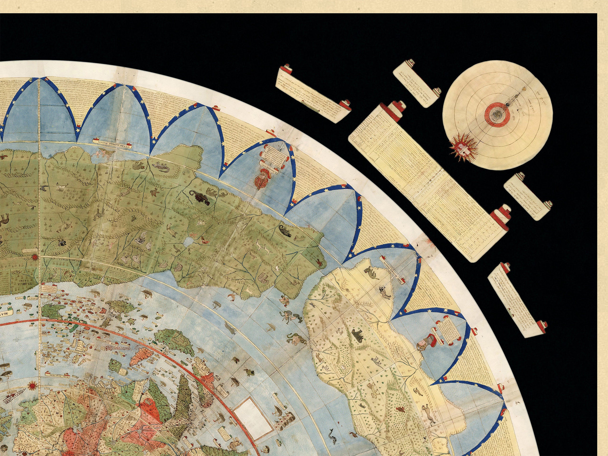 Flat Earth Map of the World - 1587 Urbano Monte Poster Wall Art Globe ...