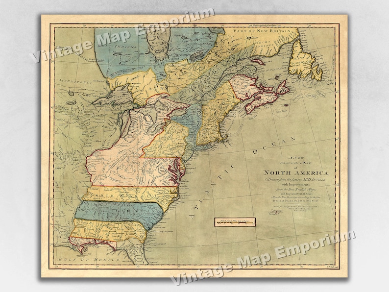1771 Early American 13 Colonies - North America Colonial Map Art Print ...