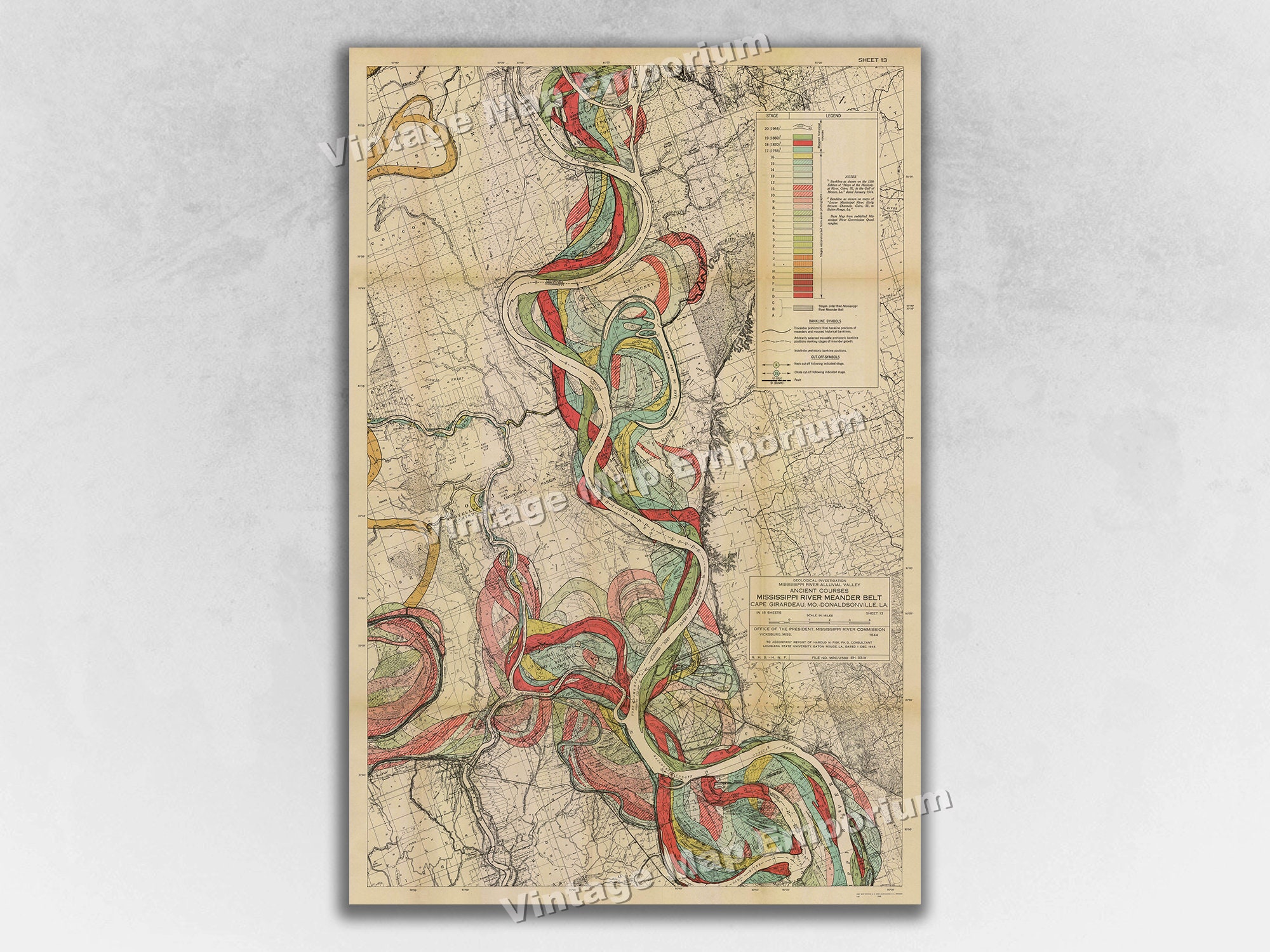 Sheet 13 Fisk Mississippi River Meander Belt Map Ancient - Etsy