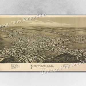 1889 Pottsville, Pennsylvania Map - Panoramic Old City Map - Historic ...
