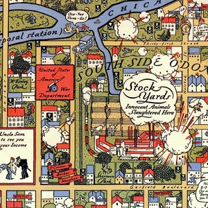 1931 “A Map of Chicago’s Gangland” Vintage Pictorial Gangster Map ...