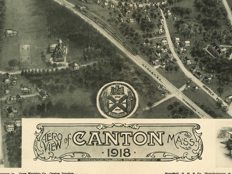 Wall Décor Wall Hangings Home Décor Massachusetts Map Panoramic Old ...