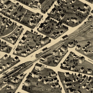 1878 Holliston, Massachusetts Map - Panoramic Old City Map - Historic ...