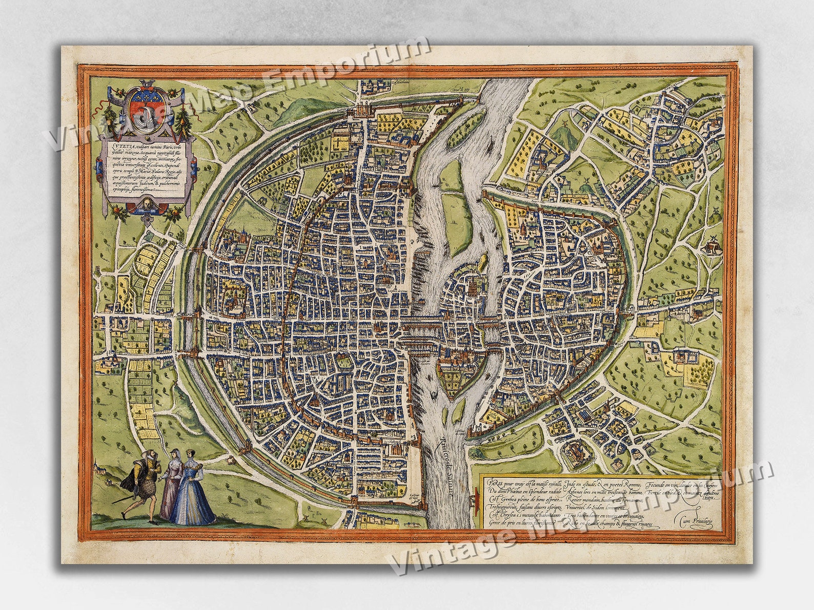 Paris 1572 Historic City Map Vintage France Plan De Paris | Etsy