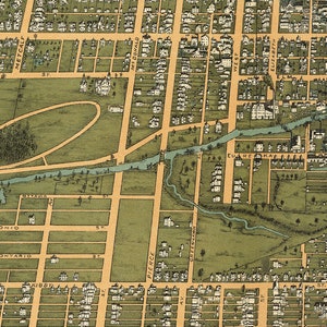 1892 Lima, Ohio Map - Panoramic Old City Map - Historic Birds Eye View ...