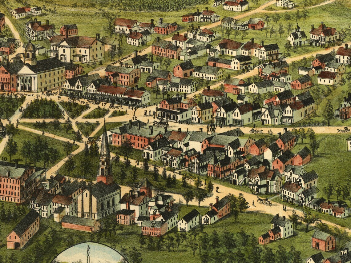 1891 Barre Massachusetts Map Panoramic Old City Map - Etsy