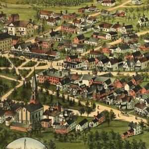 1891 Barre, Massachusetts Map - Panoramic Old City Map - Historic Birds ...