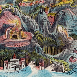 1917 an Ancient Map of Fairyland - Mythology, Fairy Tale, Legends and ...