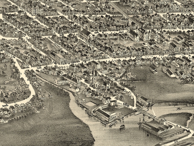 1896 Hackensack, New Jersey Map - Panoramic Old City Map - Historic ...