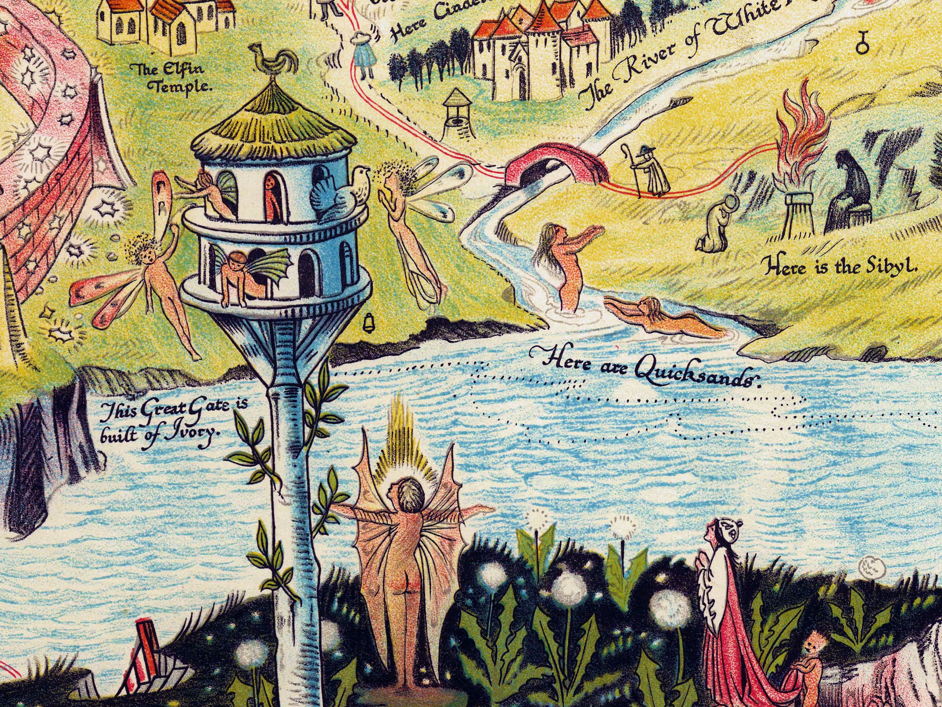 1917 an Ancient Map of Fairyland - Mythology, Fairy Tale, Legends and ...