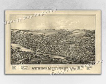 1881 Panoramic Map of Amsterdam Port Jackson New York - Etsy