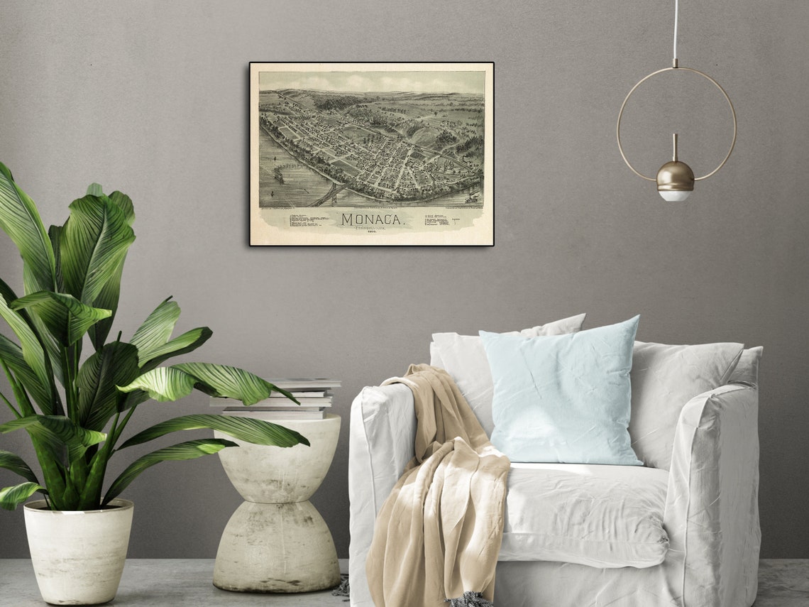 1900 Monaca Pennsylvania Map Panoramic Old City Map - Etsy