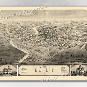 1867 Berlin, Wisconsin Map - Panoramic Old City Map - Historic Birds ...