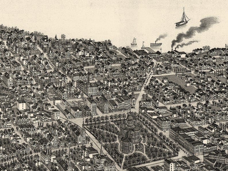 1885 Madison Wisconsin Map Panoramic Old City Map - Etsy