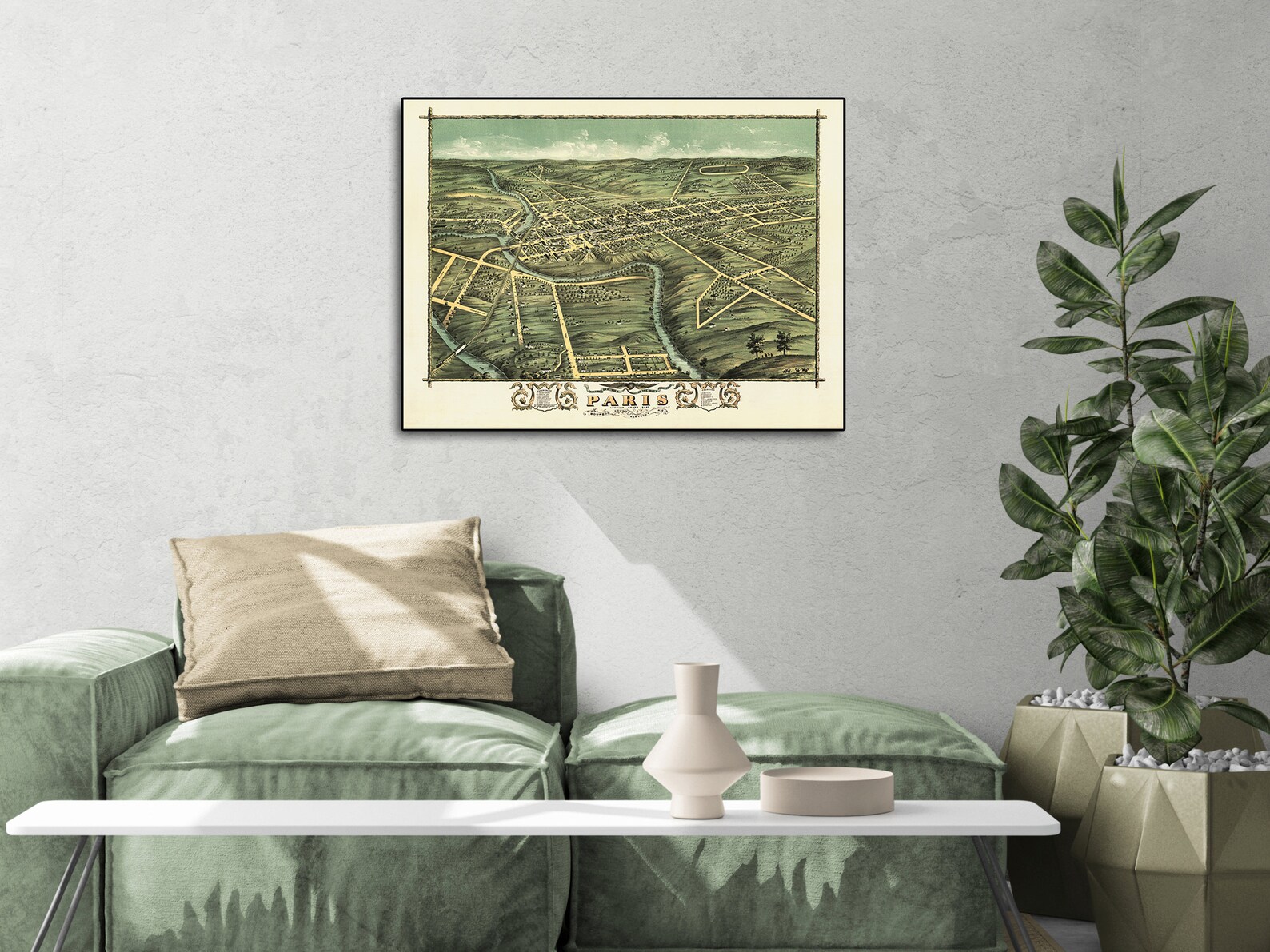 1870 Paris Kentucky Map Panoramic Old City Map Historic - Etsy