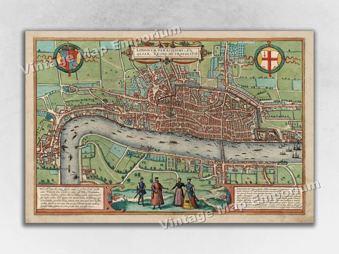 1561 Map of London - Historic City Plan of Early London - Vintage Old ...