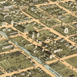 1870 Massillon, Ohio Map - Panoramic Old City Map - Historic Birds Eye ...
