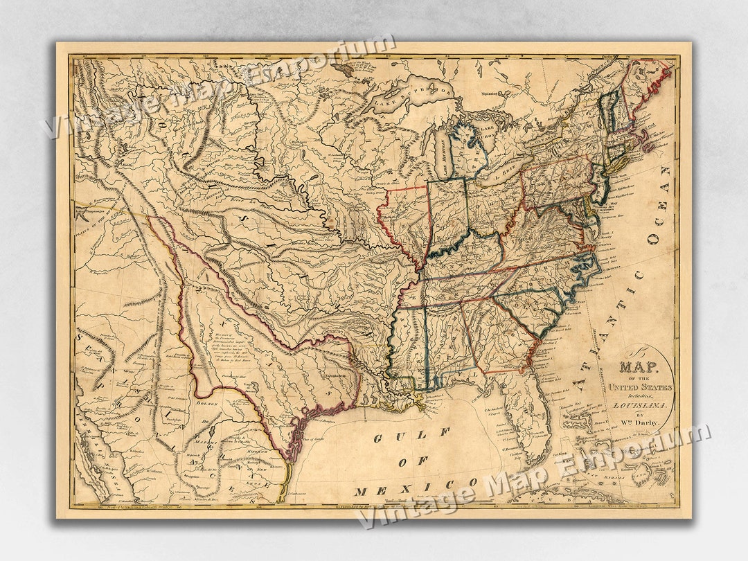1818 Map of United States Including Louisiana Territory Art Print Map ...