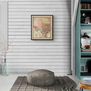 1875 County Map of State of Texas and Oklahoma Indian Territory - Etsy