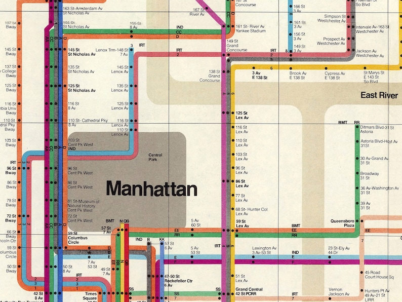 1972 Massimo Vignelli New York Subway Map NYC MTA Subway | Etsy