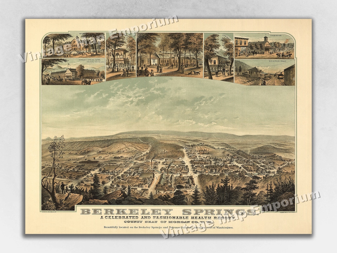 1889 Berkeley Springs, West Virginia Map - Panoramic Old City Map ...
