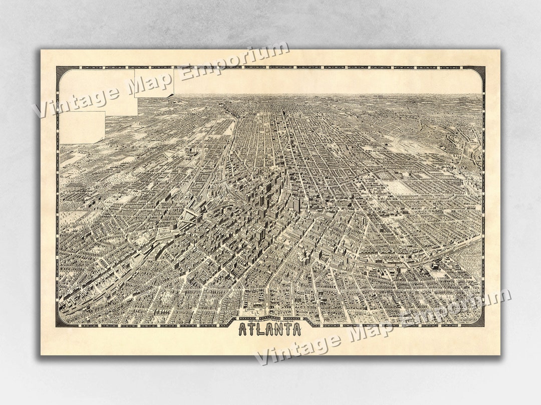 1919 Atlanta, Georgia Map - Panoramic Old City Map - Historic Birds Eye ...