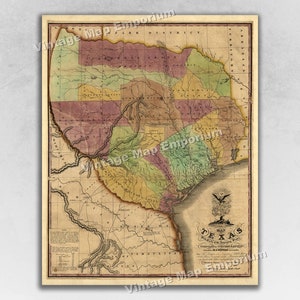 1837 Historic Map of the Republic of Texas by Stephen F Austin - Map ...