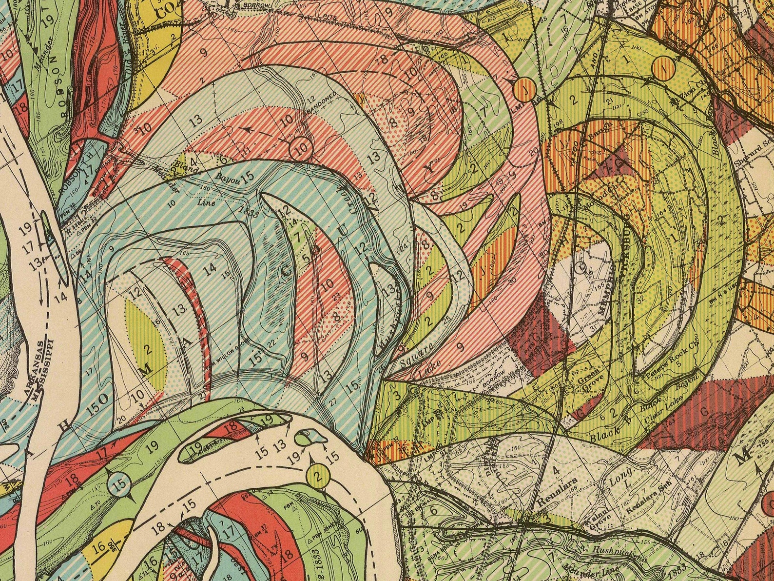 Sheet 7 - Fisk Mississippi River Meander Belt Map - Ancient Courses of ...