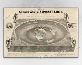 Square World Map Vintage | Etsy