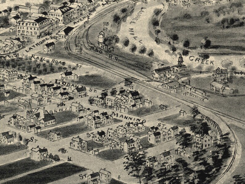 1905 Confluence, Pennsylvania Map - Panoramic Old City Map - Historic ...