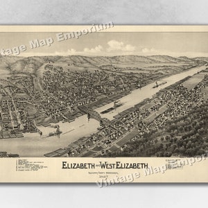 1897 Elizabeth, Pennsylvania Map - Panoramic Old City Map - Historic ...