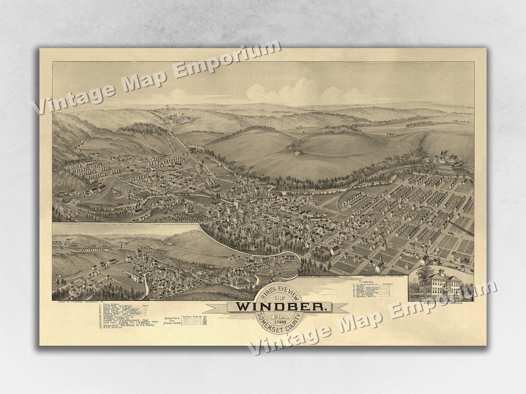 1900 Windber, Pennsylvania Map - Panoramic Old City Map - Historic ...