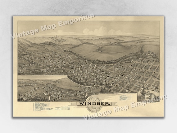 1900 Windber Pennsylvania Map Panoramic Old City Map - Etsy