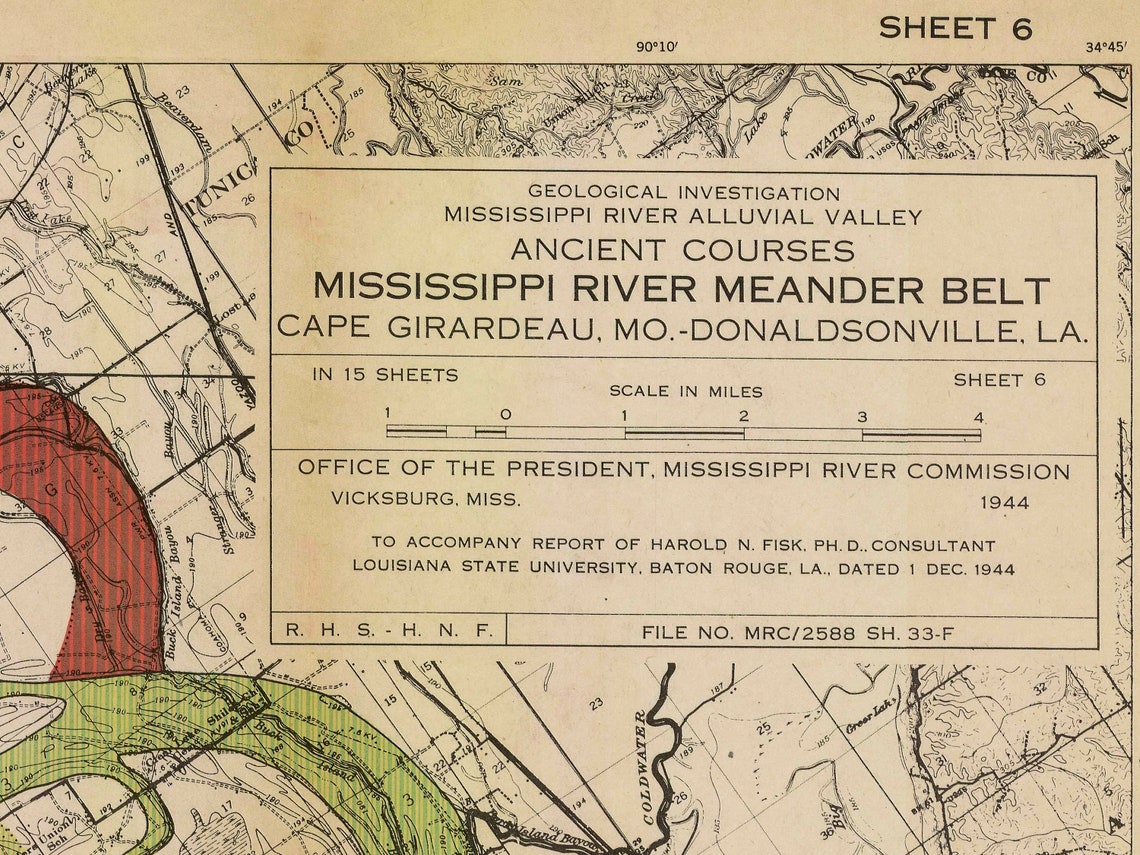 Sheet 6 - Fisk Mississippi River Meander Belt Map - Ancient Courses of ...