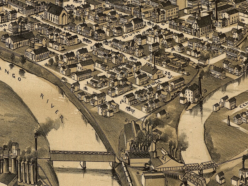 1896 New Castle Pennsylvania Map Panoramic Old City Map - Etsy