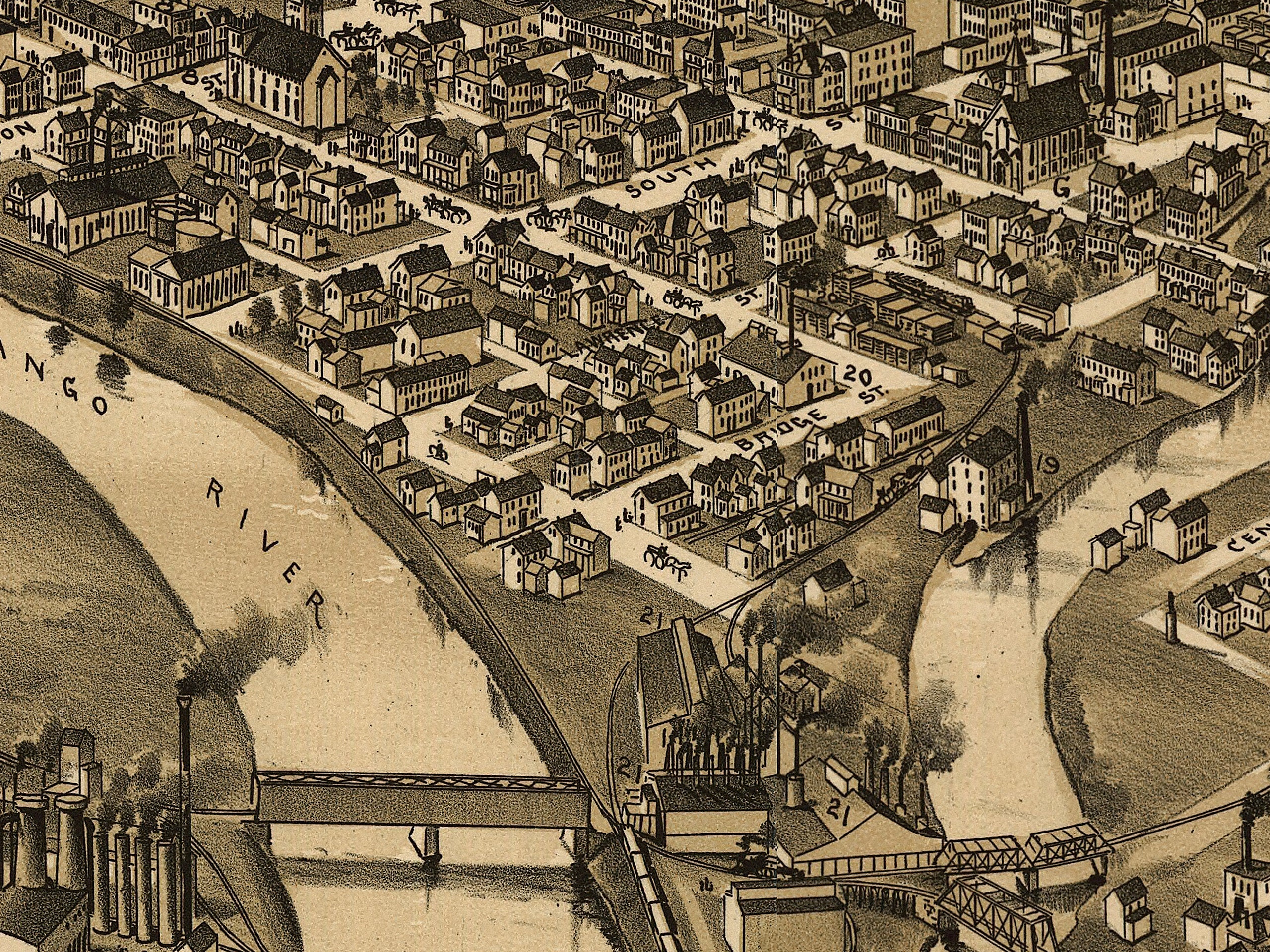 1896 New Castle Pennsylvania Map Panoramic Old City Map - Etsy