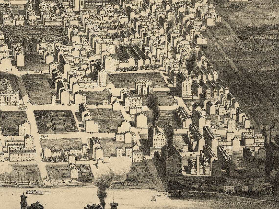 1857 Philadelphia Pennsylvania Map Panoramic Old City Map - Etsy