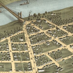 1870 Wheeling, West Virginia Map - Panoramic Old City Map - Historic ...