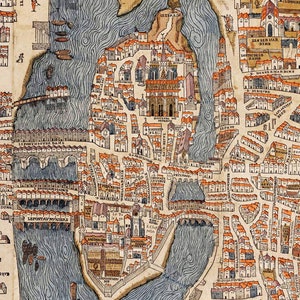 1550 Old Map of Paris - Historic City Plan Map - Vintage Old World Wall ...
