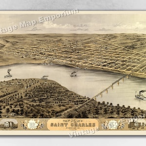 1869 Saint Charles, Missouri Map - Panoramic Old City Map - Historic ...