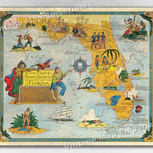 Ye True Chart of Buried Treasure in the Land & Waters of Florida ...