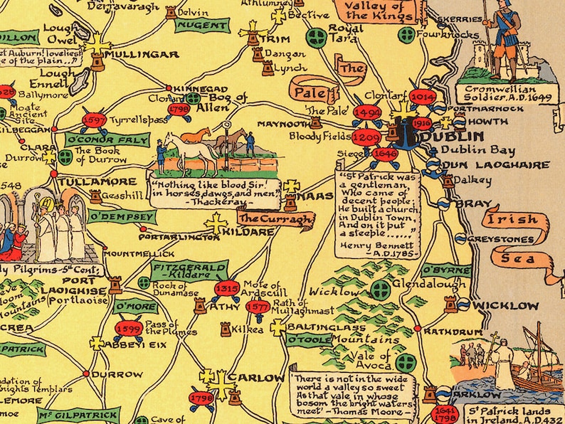 Historical Map of the History of Ireland Irish Map Art Print - Etsy