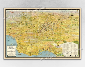 Los Angeles Vintage Map - Etsy